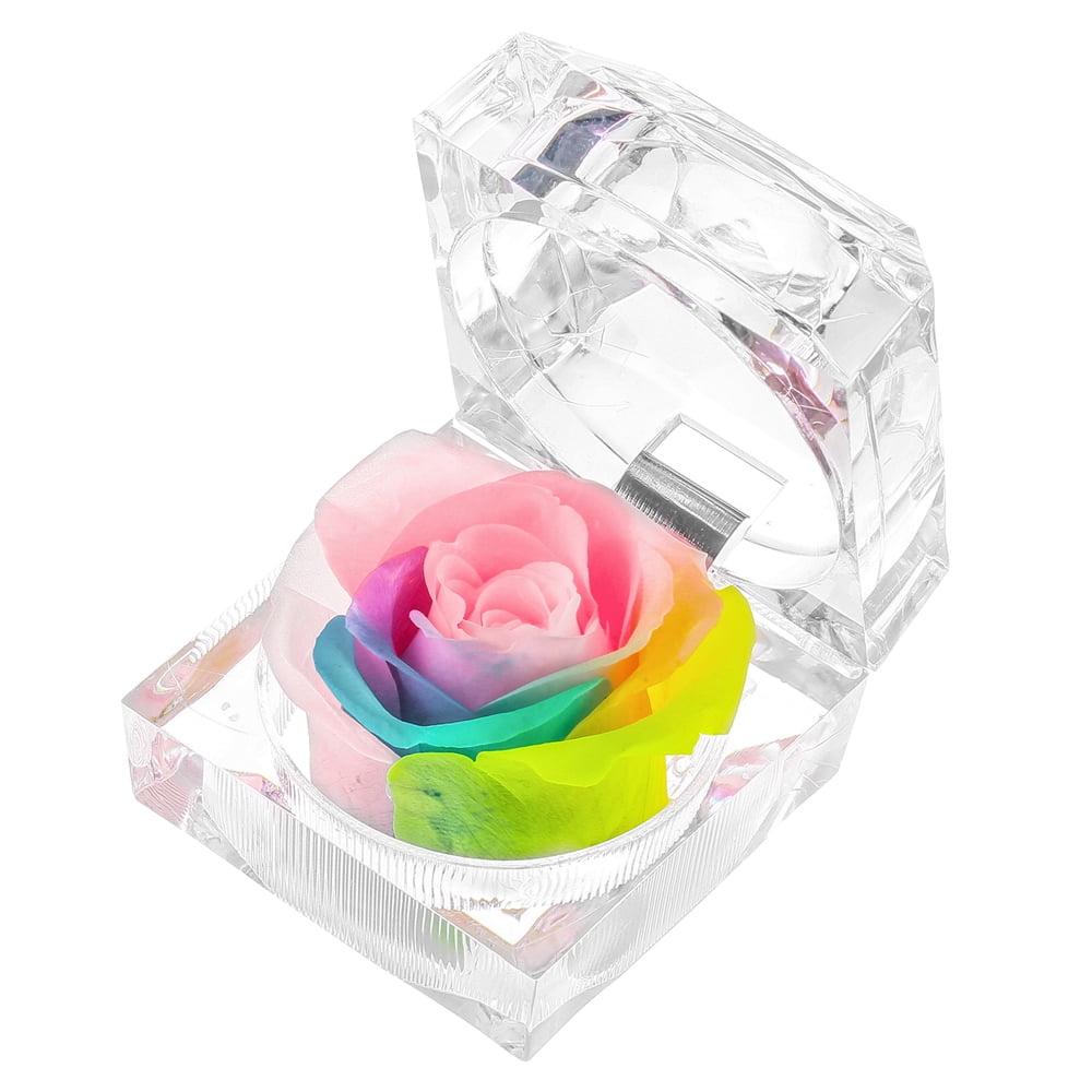 Enchante Preserved Forever Rose Acrylic Ring Box, Wedding Anniversary ...
