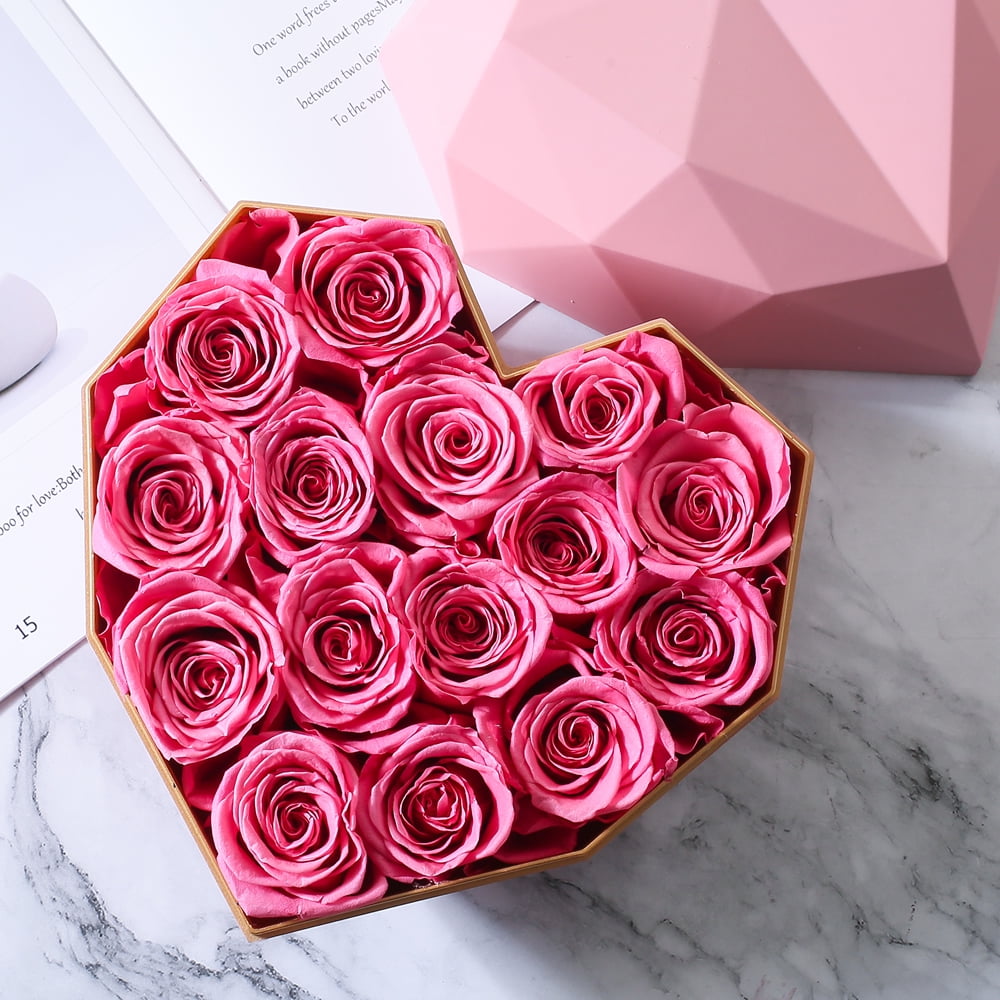 Enchante Real Preserved Forever Roses 7" Heart Box, Wedding Anniversary ...