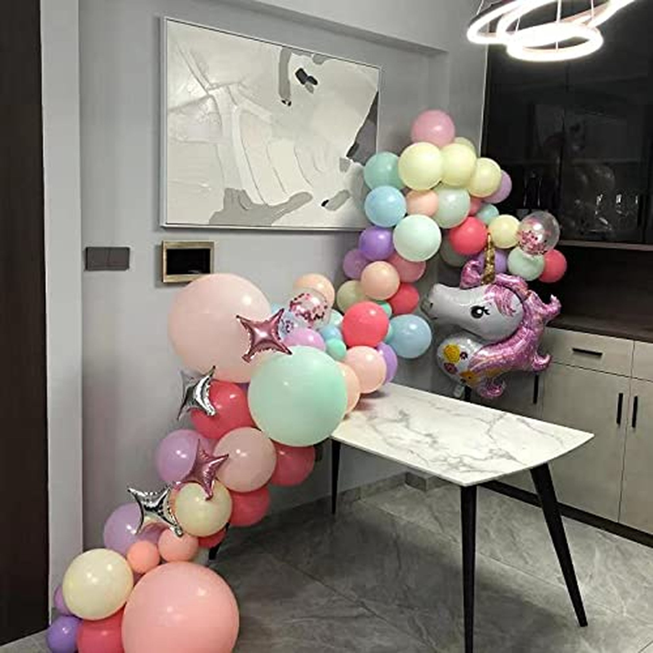 Enchanted Balloon Arch Kit: Macaron Garland Unicorn & Stars - 113PCS ...