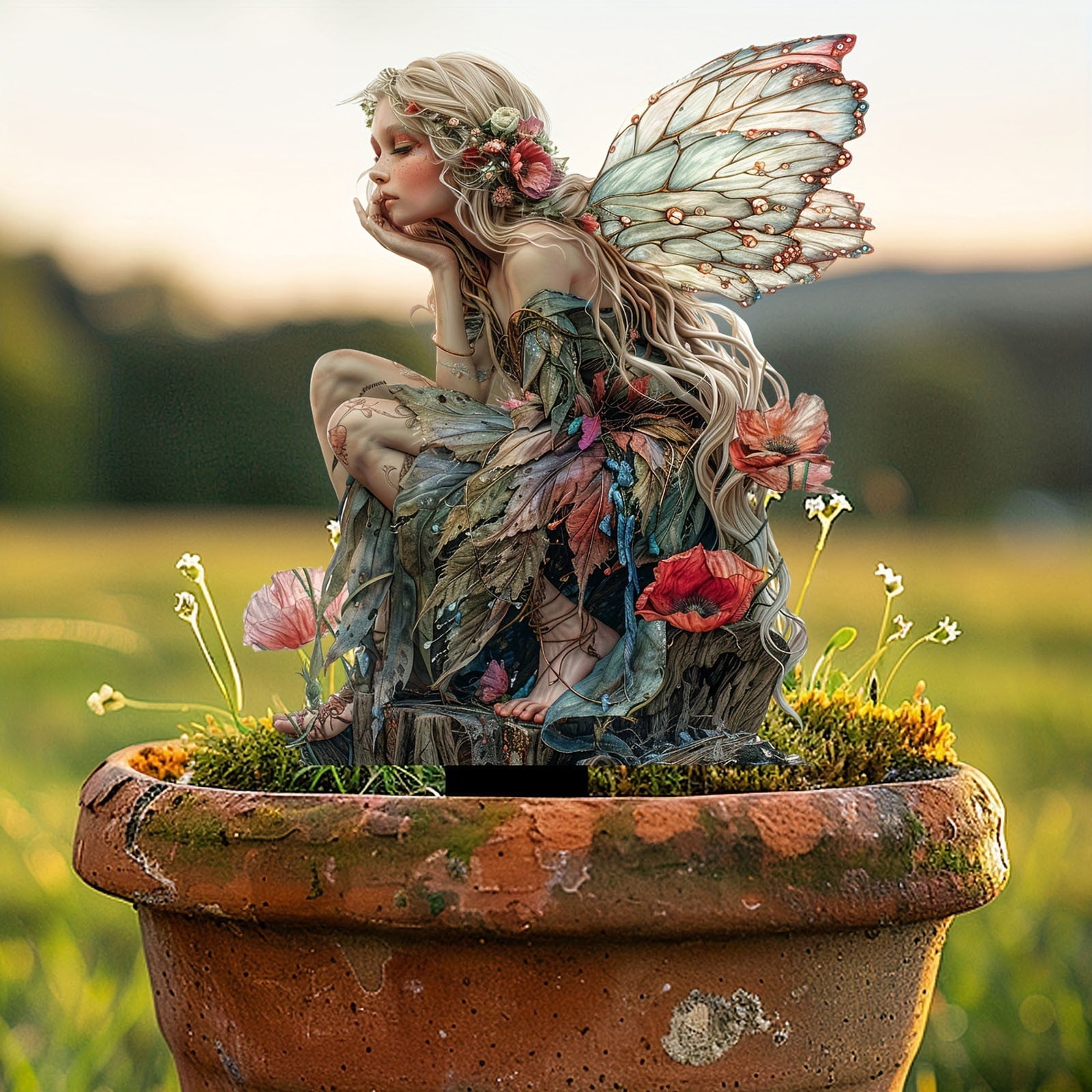 Enchanted Bohemian Acrylic Garden Stakes,Whimsical Fairy & Hummingbird ...
