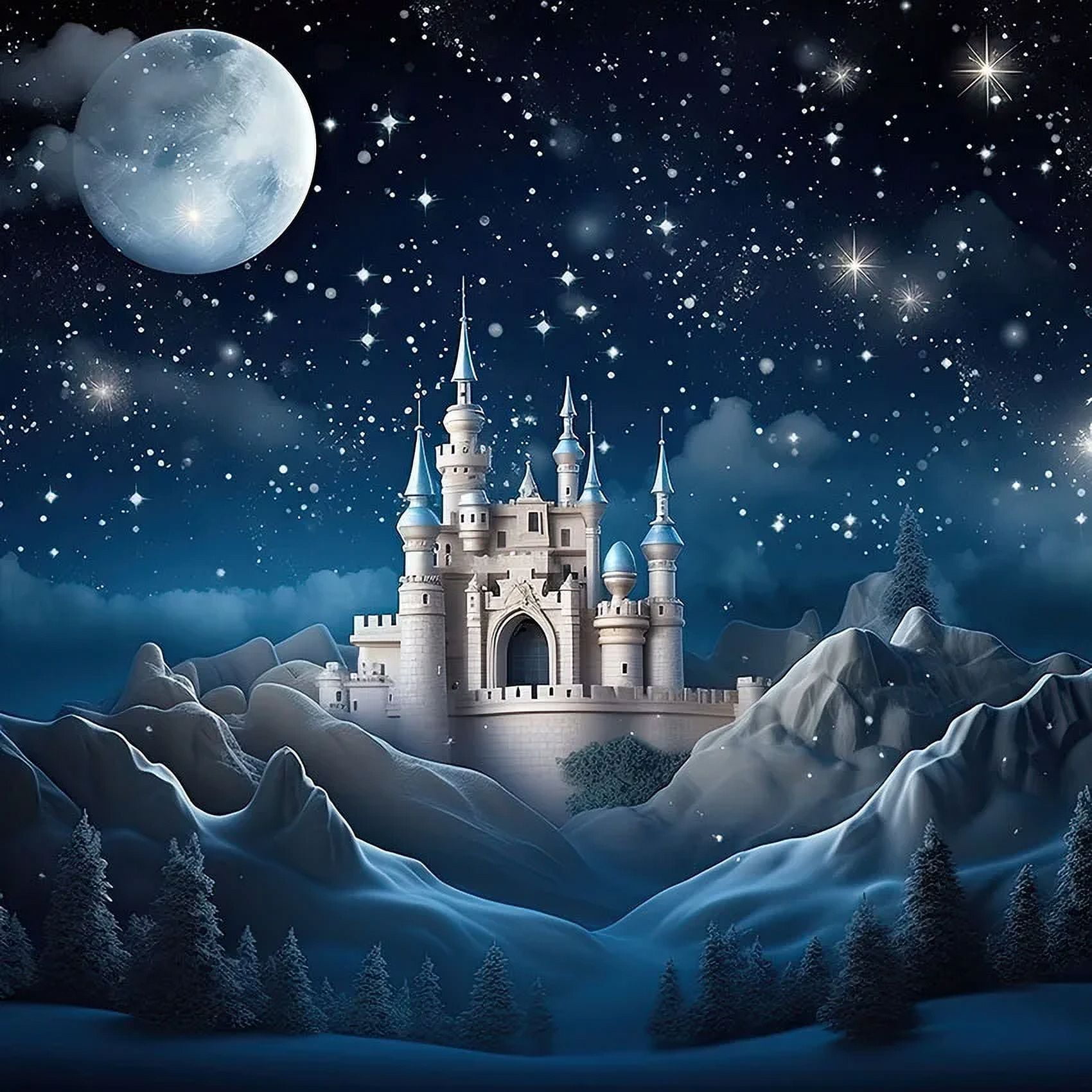 Enchanted Castle Night Stars Moon Children Birthday Party Portrait r ...