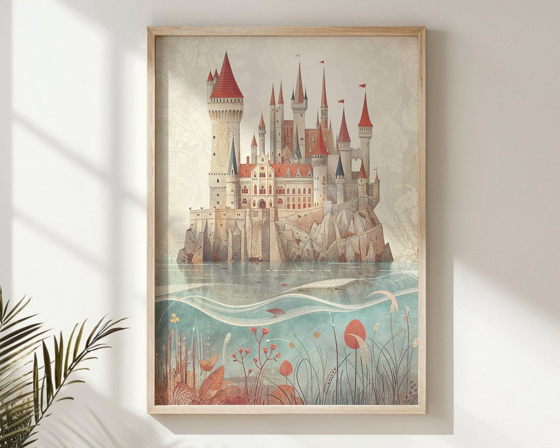 Enchanted Castle Print, Nursery Wall Art, Kids Fantasy Poster, Fairy ...