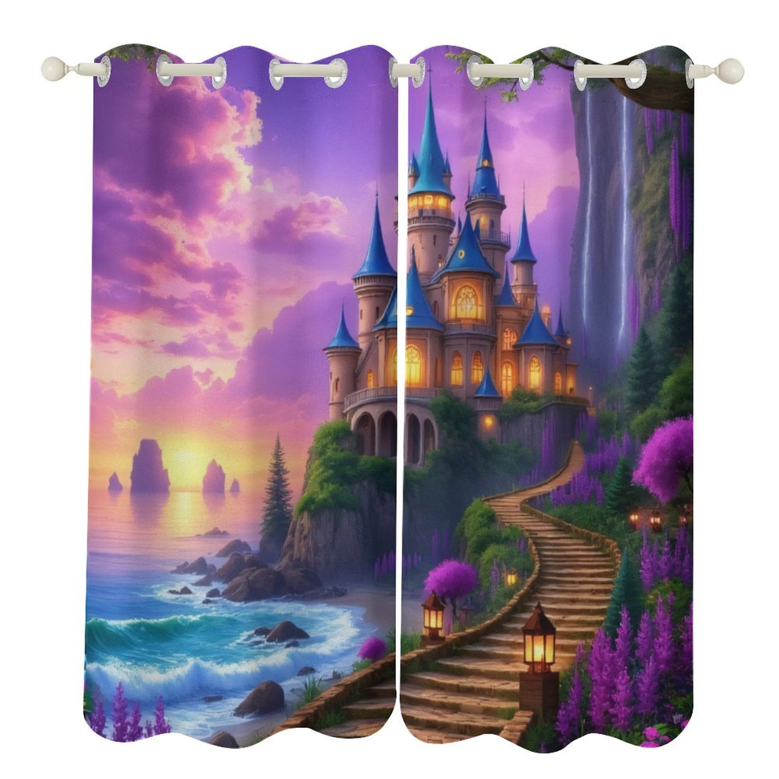 Enchanted Castle by The Sea Blackout Window Curtains for Bedroom Living ...