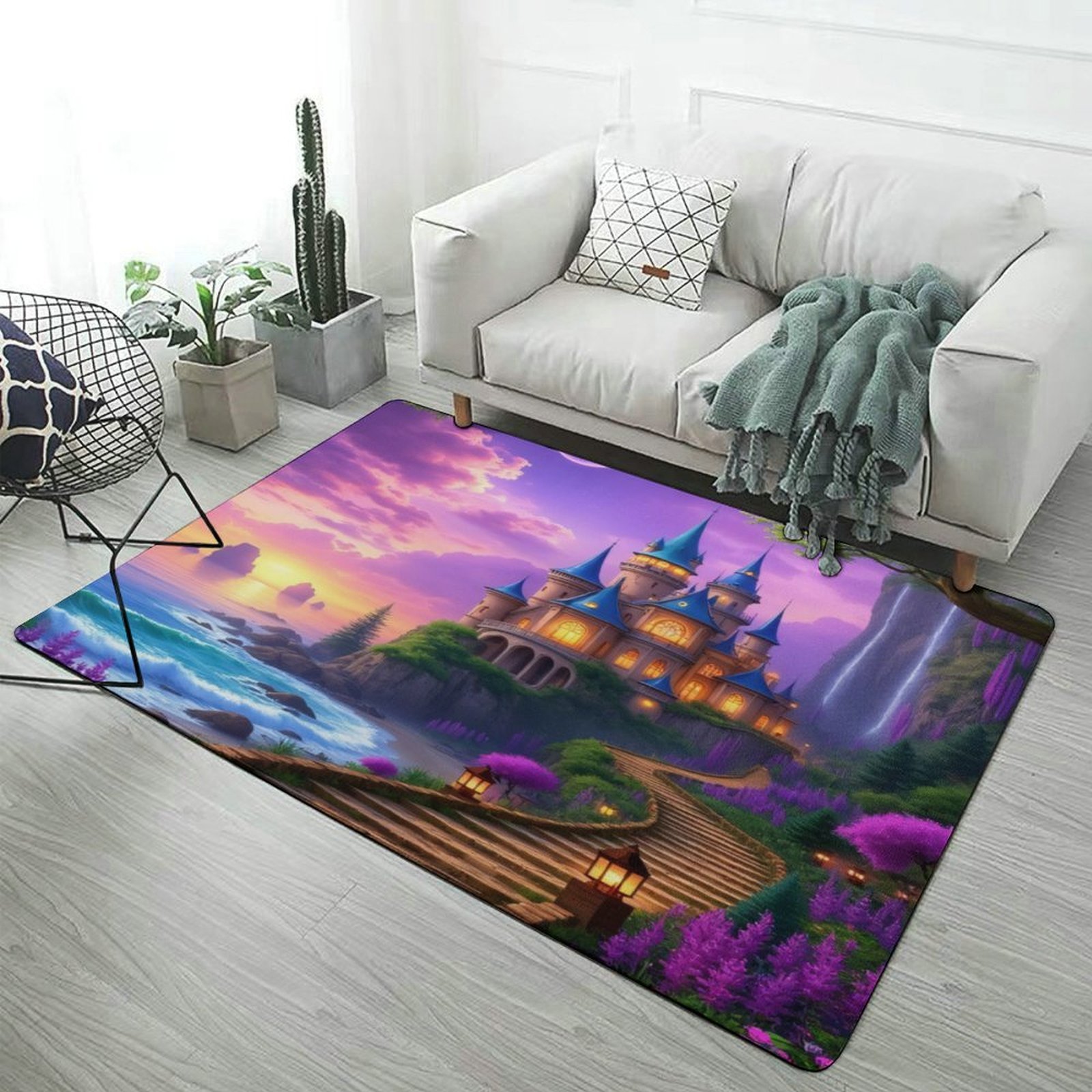 Enchanted Castle by The Sea Carpet Style Living Room Bedroom Rug Soft ...