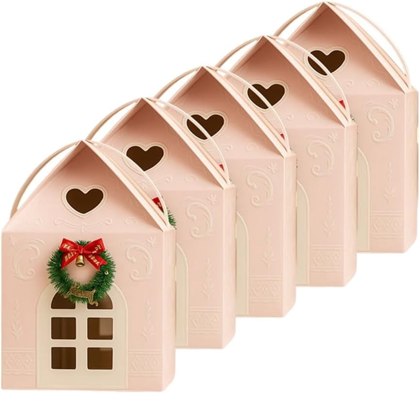 Enchanted Christmas Cottage Gift Box House Shaped Gift Boxes a Wreath ...