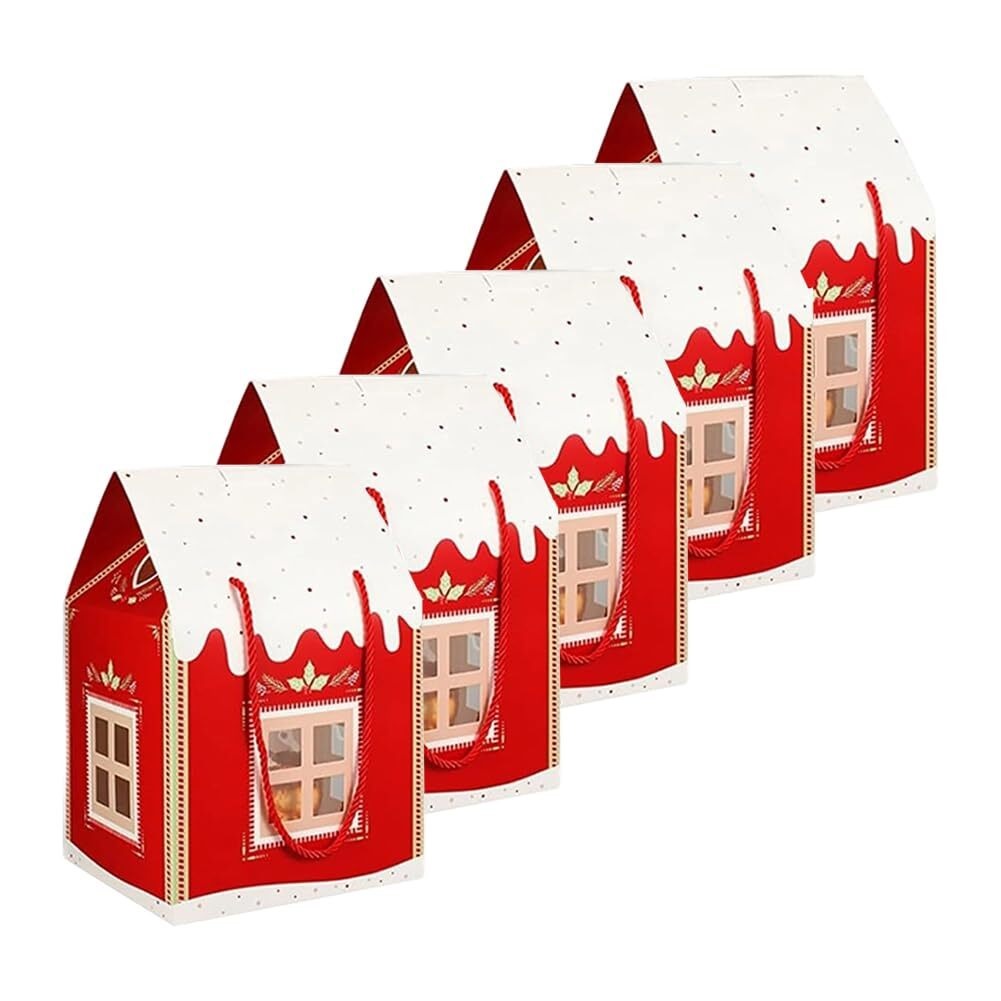 Enchanted Christmas Cottage Gift Box House Shaped Gift Boxes a Wreath ...