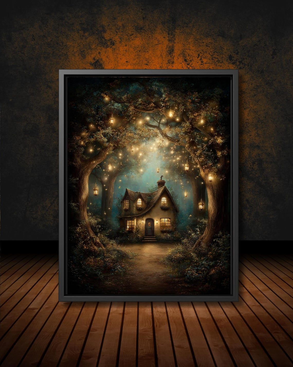 Enchanted Cottage In The Forest Art Poster Magical Whimsical Woodland ...