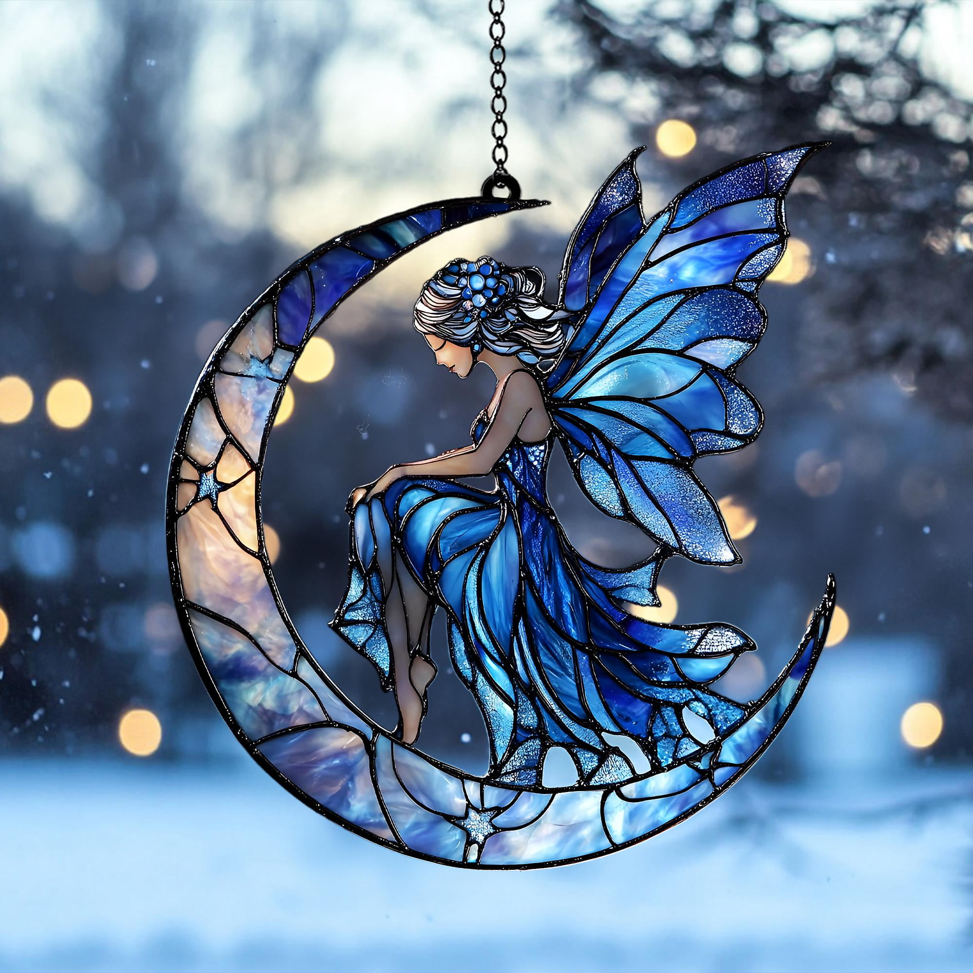 Enchanted Fairy Faux Stained Glass Suncatcher, Fairy Window Hanging ...