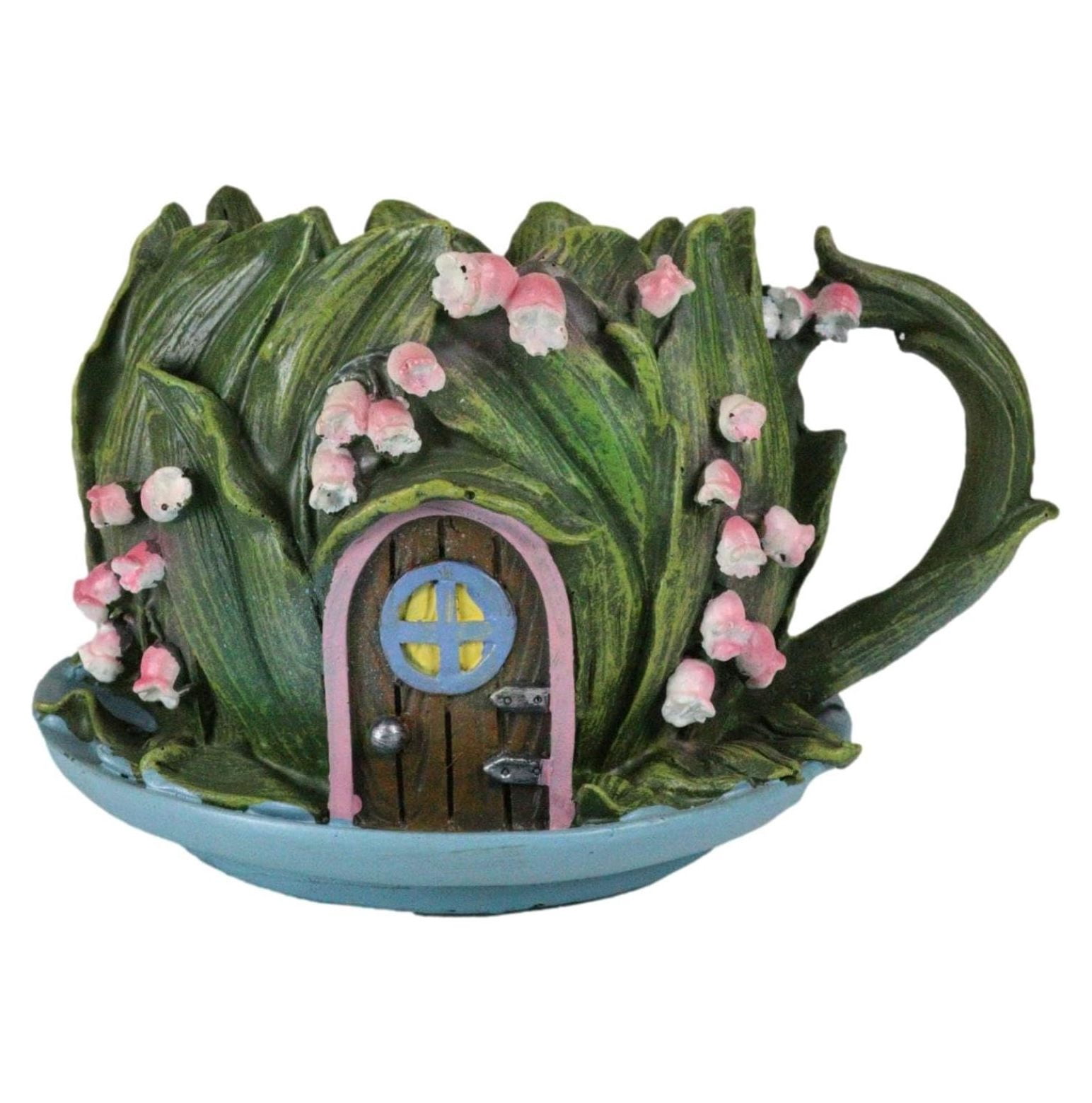 Enchanted Fairy Garden Green Forest Leaf Foliage Cottage Nook Tea Cup ...