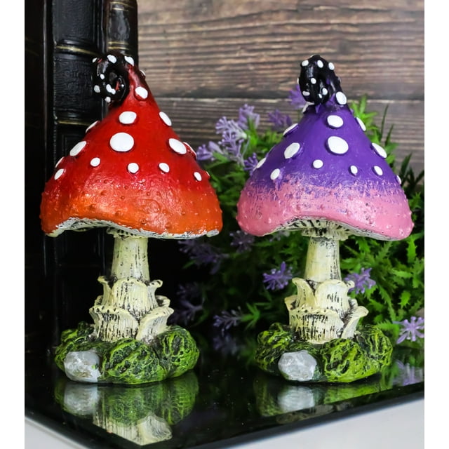 Enchanted Fairy Garden Miniature Colorful Toadstool Mushrooms Figurine ...