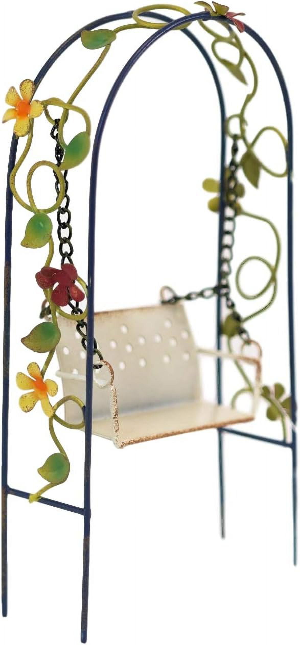Fairy Garden Terrarium Miniature Floral Arbor Trellis Bench Swing Metal ...