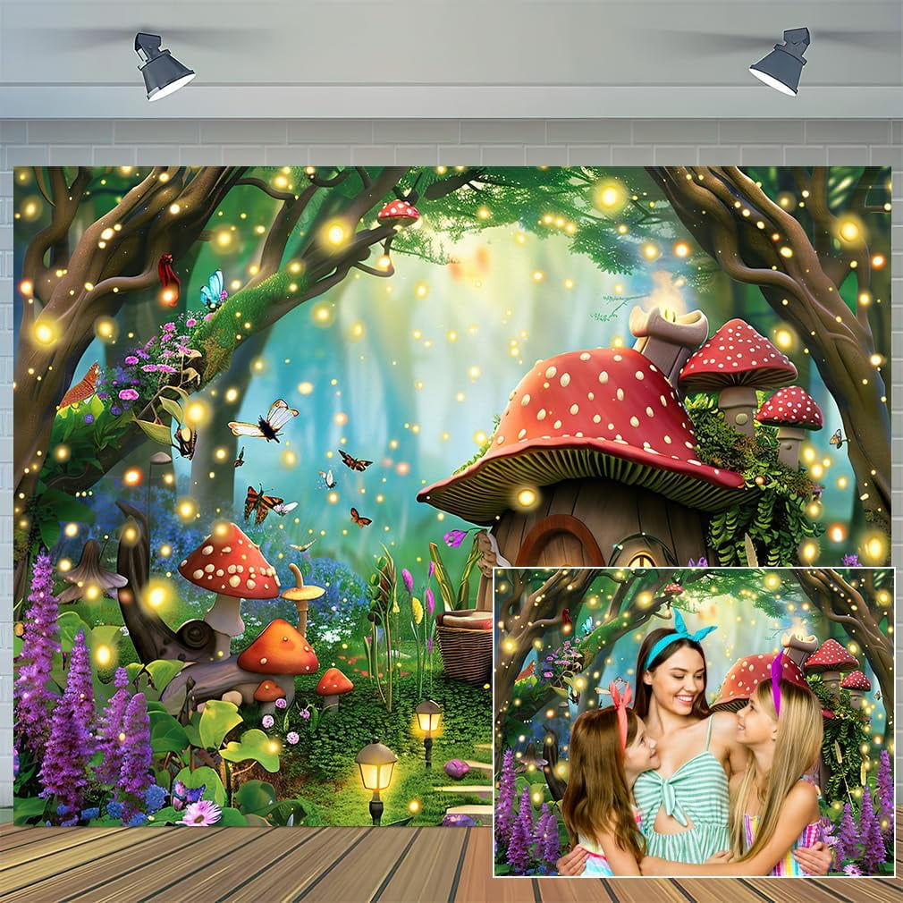 Enchanted Fairytale Forest Backdrop, Mushroom Forest Background Kids ...