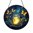 Enchanted Firefly Night Sun Catcher Stained Glass Style Forest Window ...