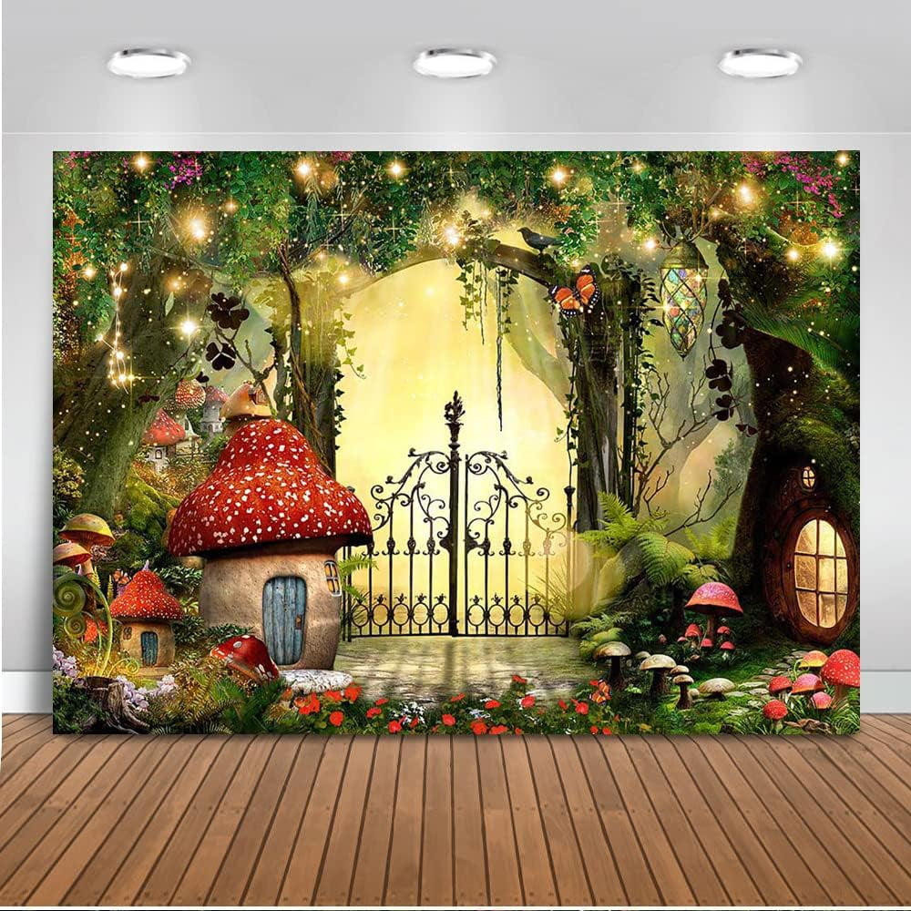 Enchanted Forest Backdrop Fairy Tale Spring Wonderland Mushroom House ...