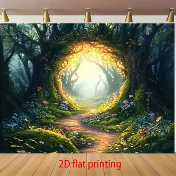 Enchanted Forest Backdrop Fairy Tale Wonderland Greenery Garden Tree ...