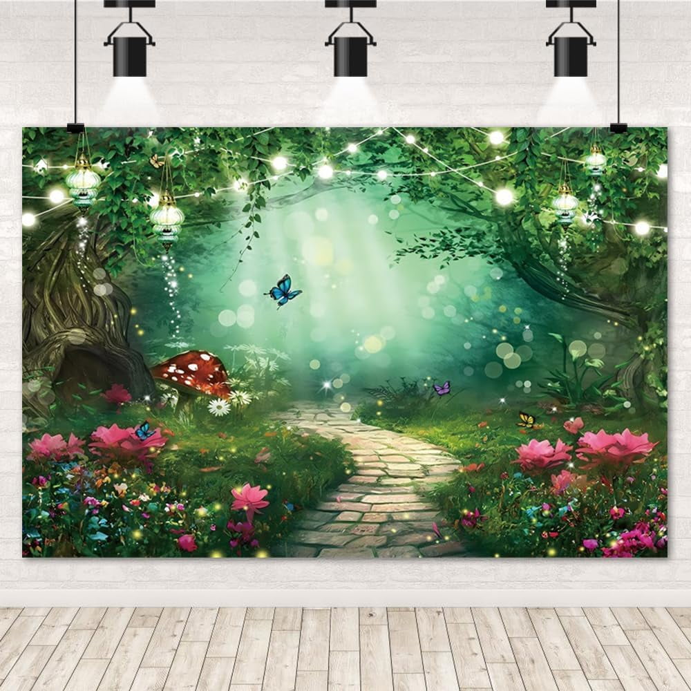 Enchanted Forest Backdrop Spring Green Fairy Tale Forest Backdrops ...