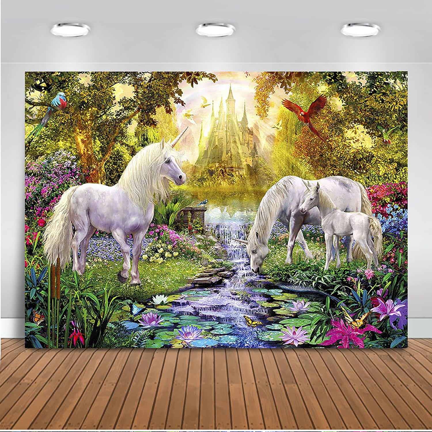 Enchanted Forest Backdrop Unicorn Castle Spring Wonderland Fairy Tale ...
