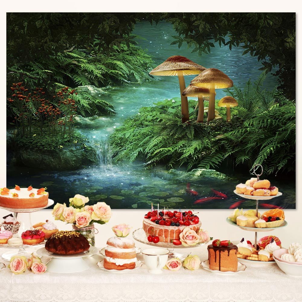 Enchanted Forest Backdrop Wonderland Jungle Fairy Tale River Mushroom ...