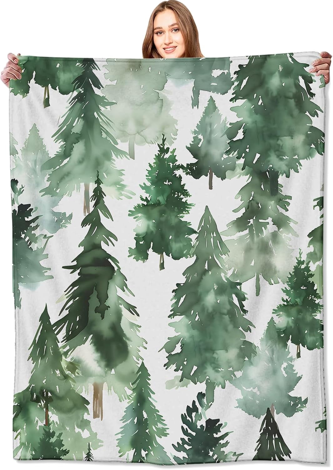 Enchanted Forest Blanket Tranquil Forest Trees Throw Blankets with Lush ...