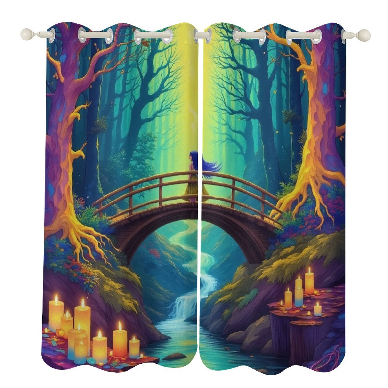 Enchanted Forest Bridge Luxury Window Curtains Blinds for Living Room ...
