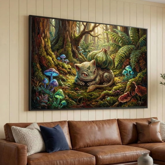 Enchanted Forest Bulbasaur Canvas, Fantasy Pokemon Wall Art, Magical ...