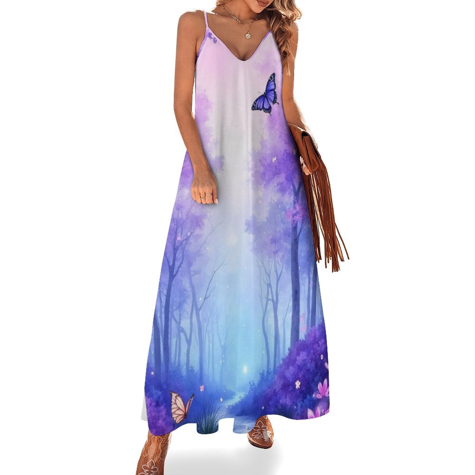 Enchanted Forest Butterfly Print Fine Art Sleeveless Dress Summer Dress ...