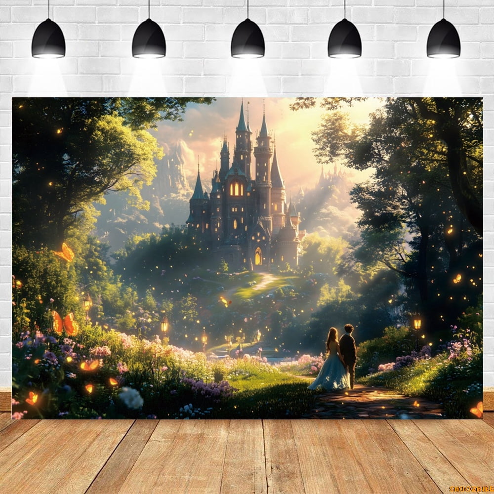 Enchanted Forest Castle Background Flower Butterfly ss Birthday Party ...