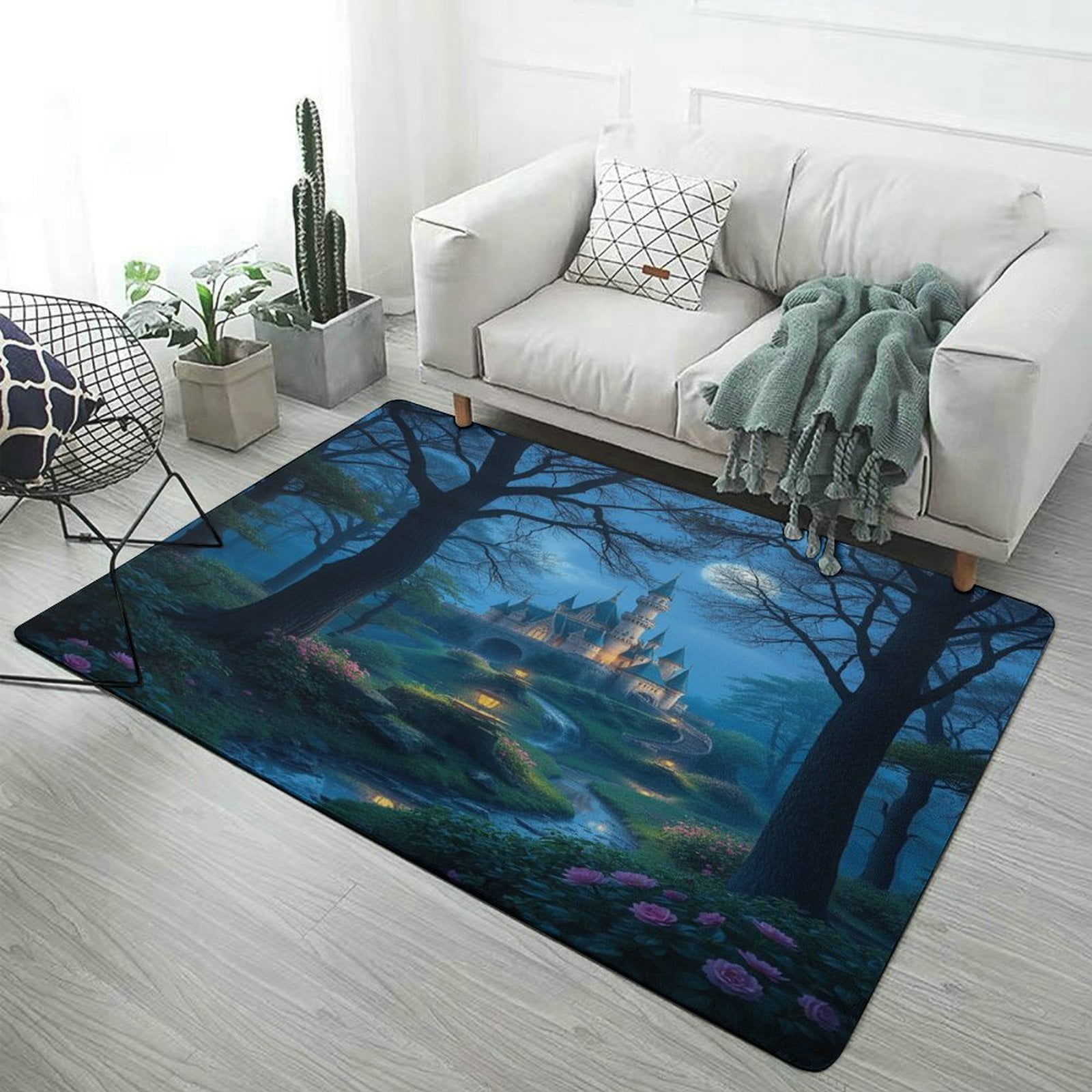 Enchanted Forest Castle Carpet Rug for Home Living Room Bedroom Sofa ...