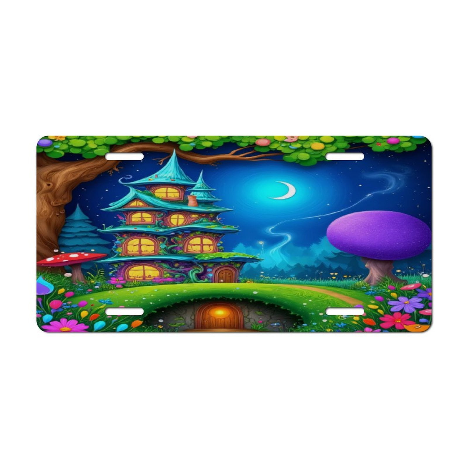 Enchanted Forest Castle Night License Plate Lightweight Aluminum ...