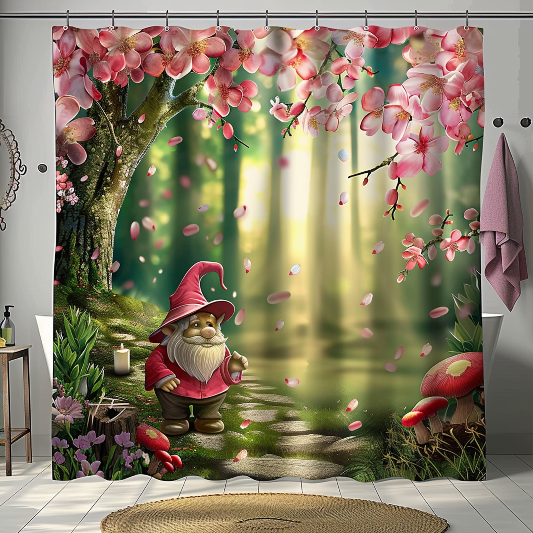 Enchanted Forest Cherry Blossom Shower Curtain Shabby Chic Cartoon ...