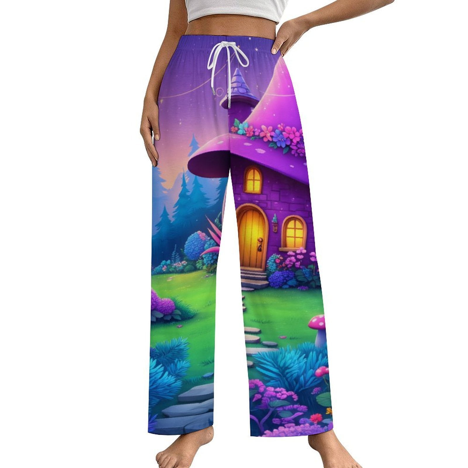 Enchanted Forest Cottage-2 Pajamas For Women Loose Retro Night Pajama ...