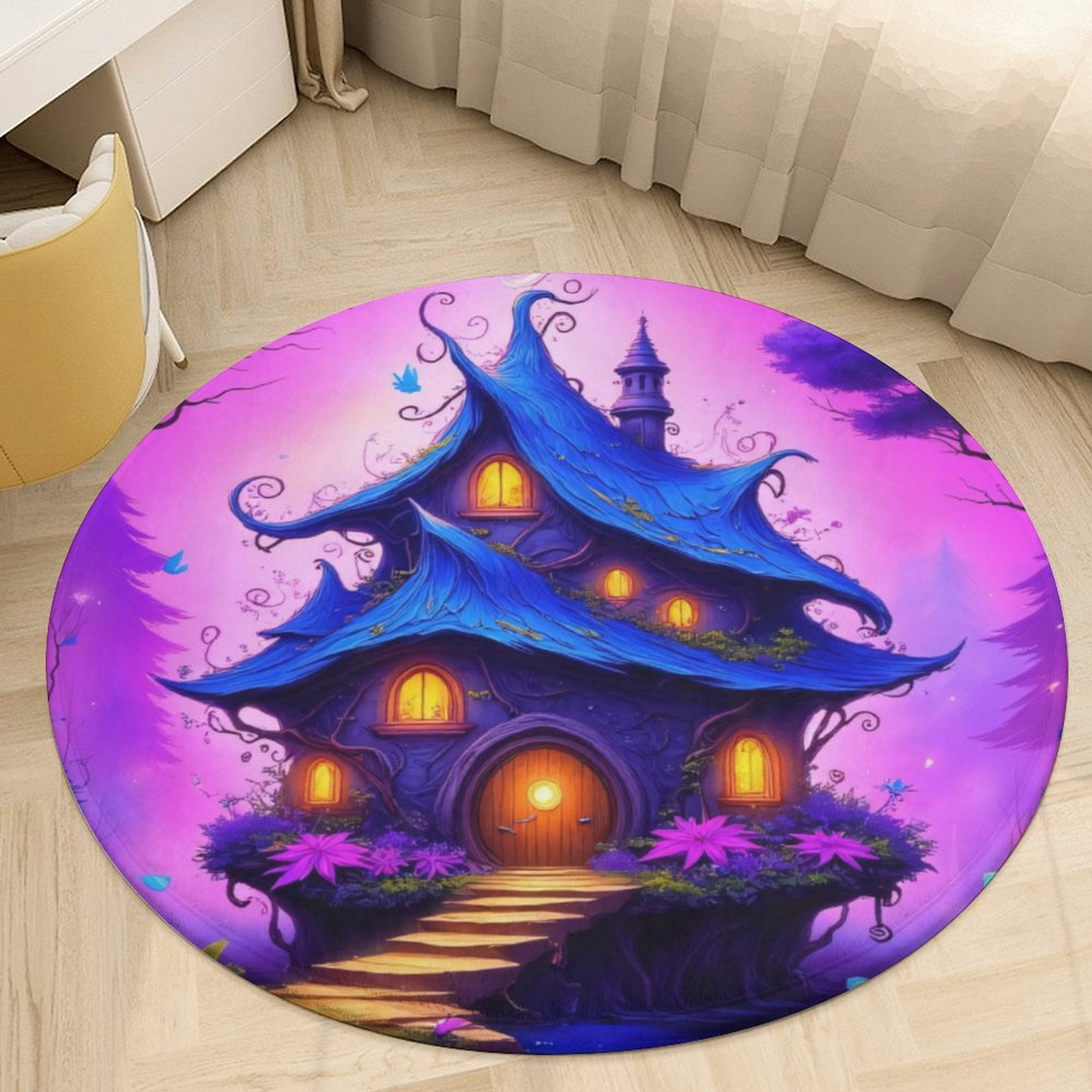 Enchanted Forest Cottage Round Area Rugs for Bedroom Living Room, 3FT ...