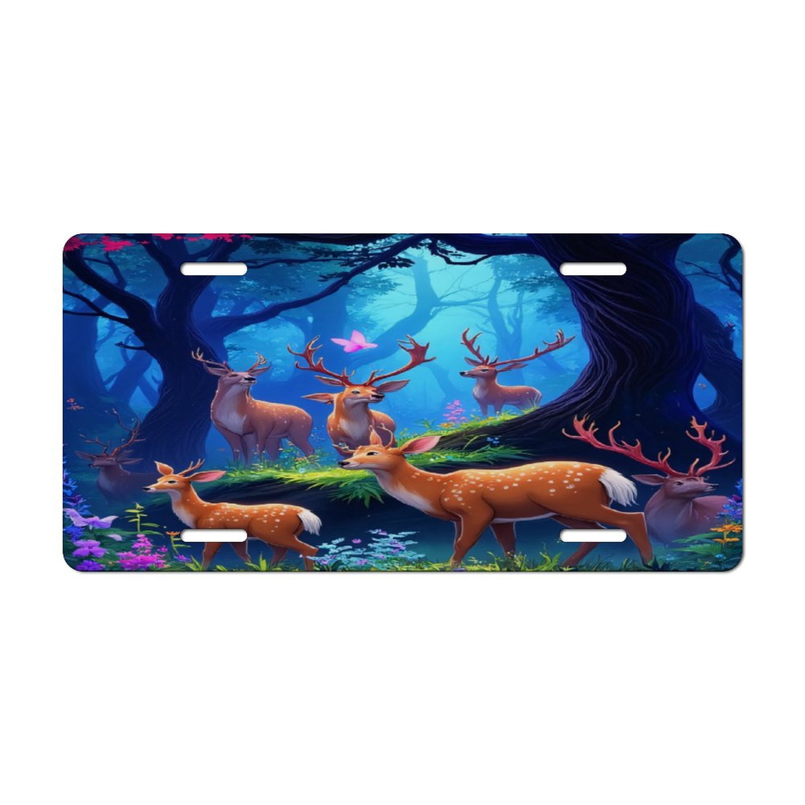 Enchanted Forest Deer Scene License Plate Lightweight Aluminum ...