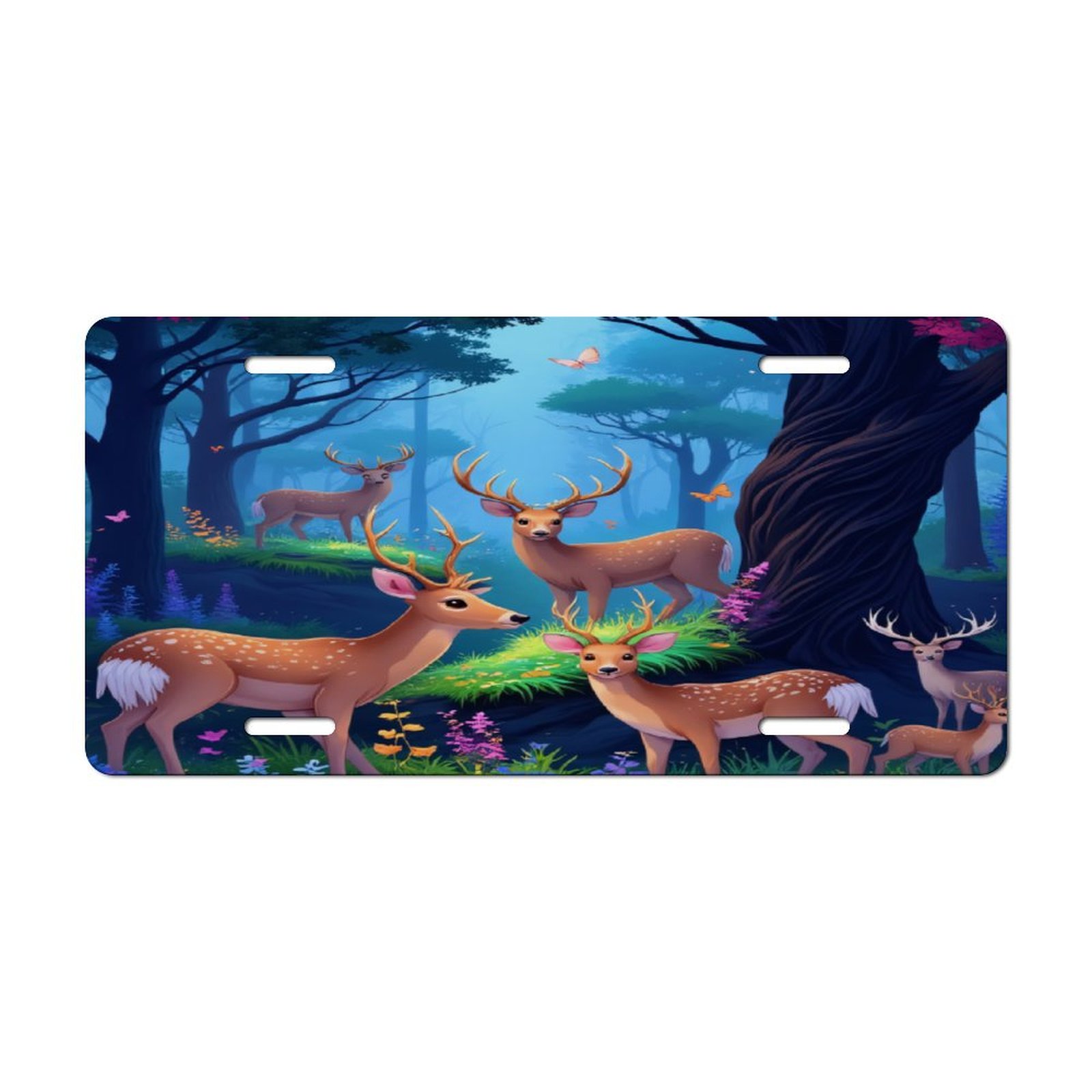 Enchanted Forest Deer Scene License Plate Lightweight Aluminum ...