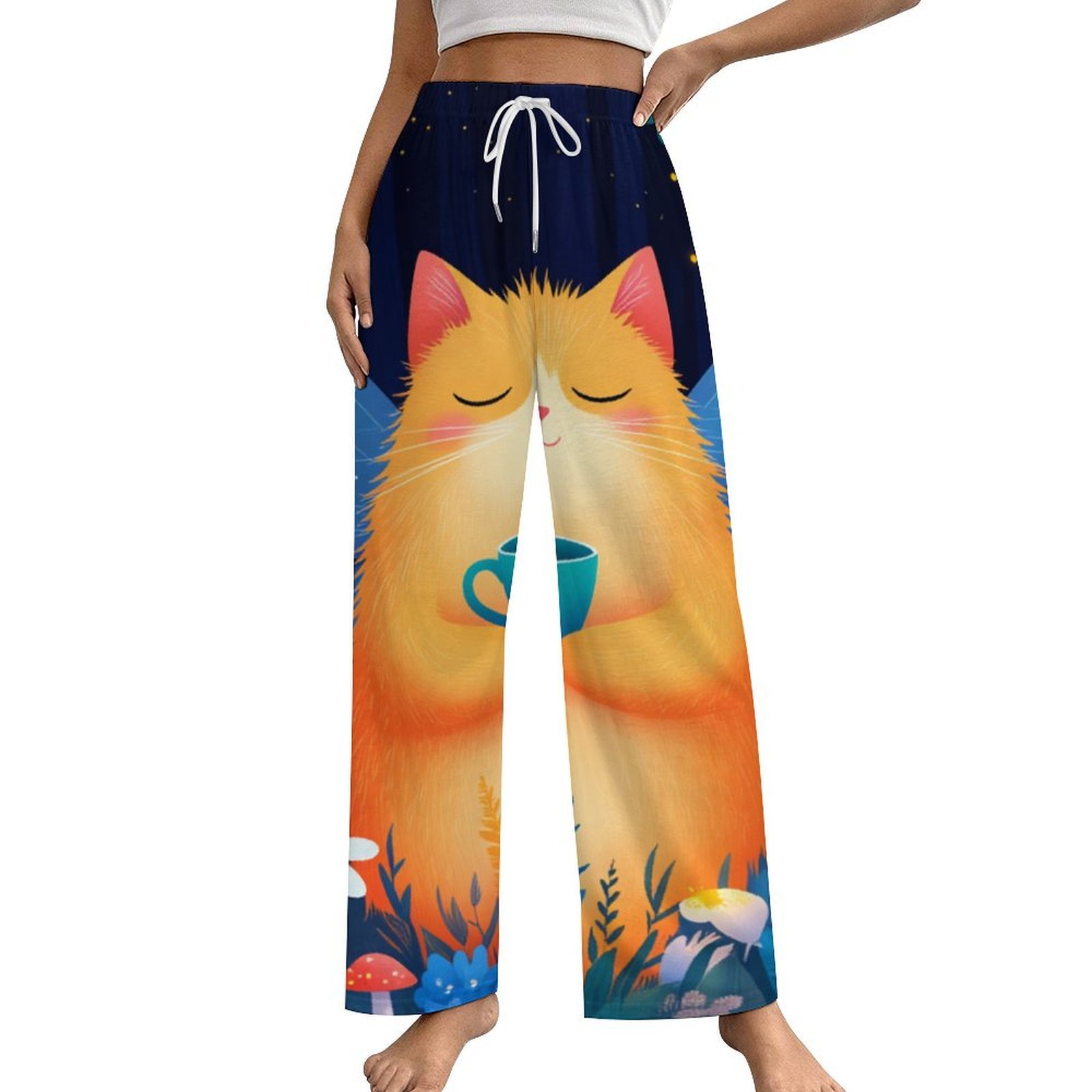 Enchanted Forest Fairy Cat-1 Pajama Pants Comfortable Elastic Waist ...