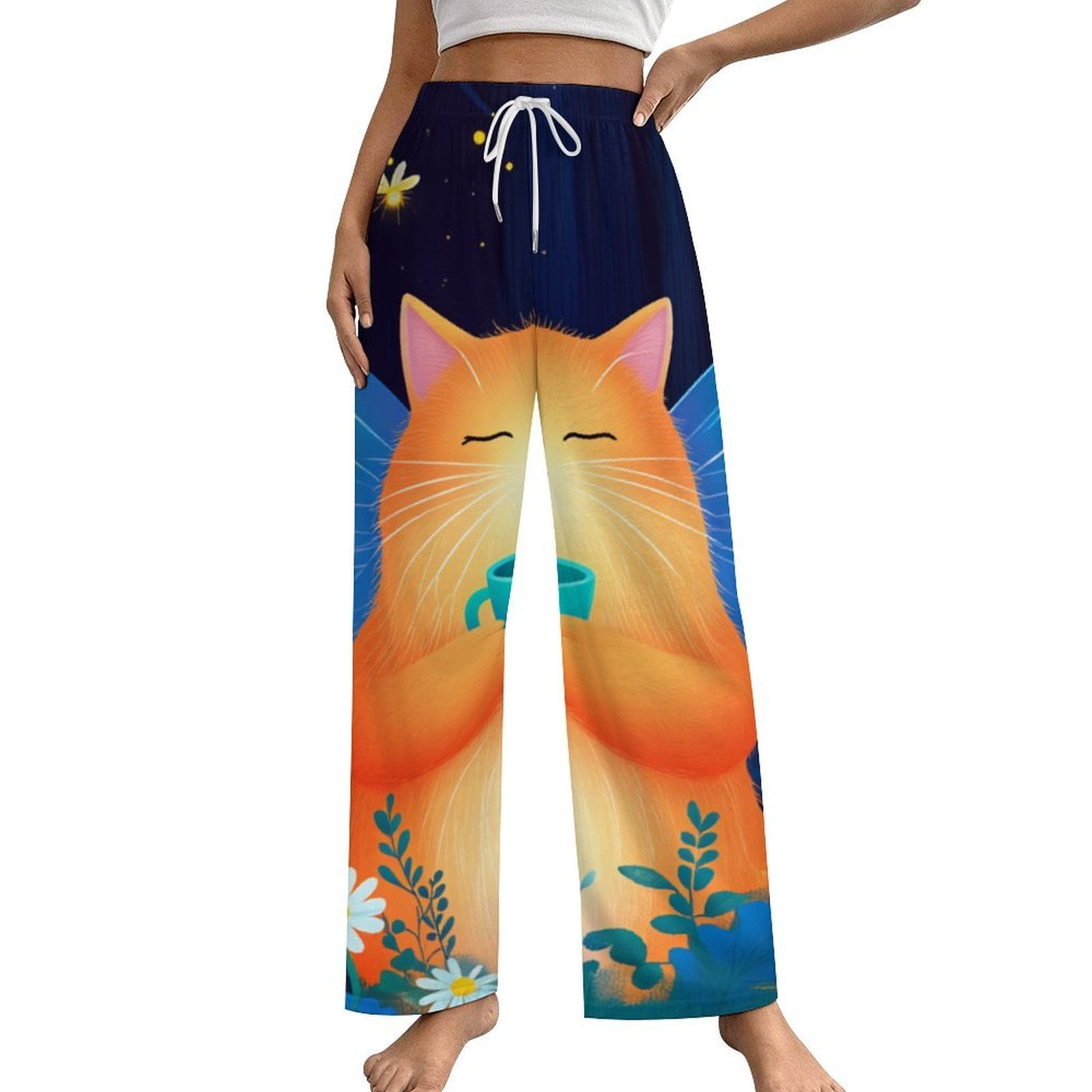 Enchanted Forest Fairy Cat-2 Pajamas For Women Loose Retro Night Pajama ...