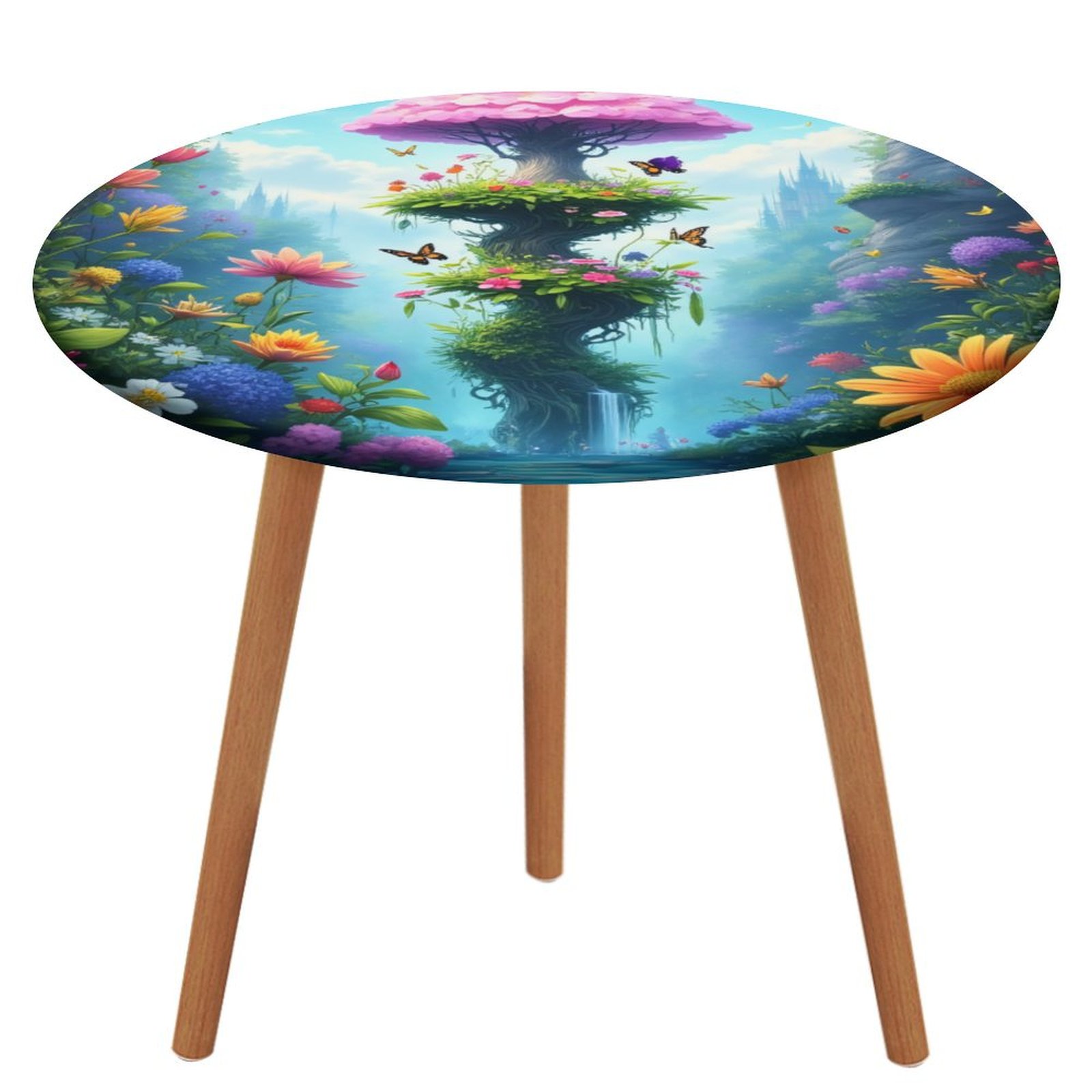 Enchanted Forest Fantasy Pattern Round Tablecloth Waterproof Elastic ...