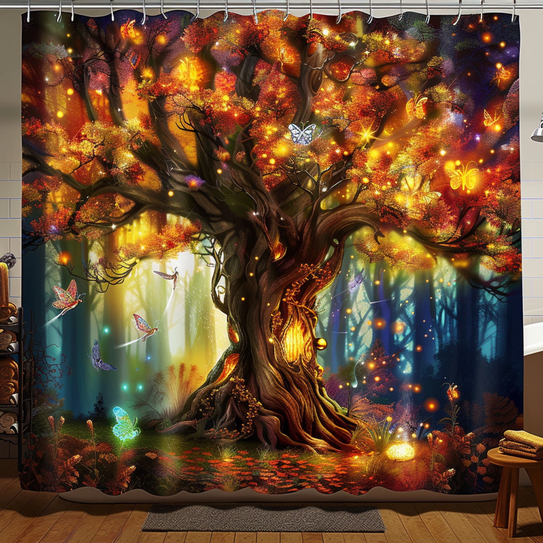 Enchanted Forest Fantasy Shower Curtain Vibrant Autumn Colors Magical ...