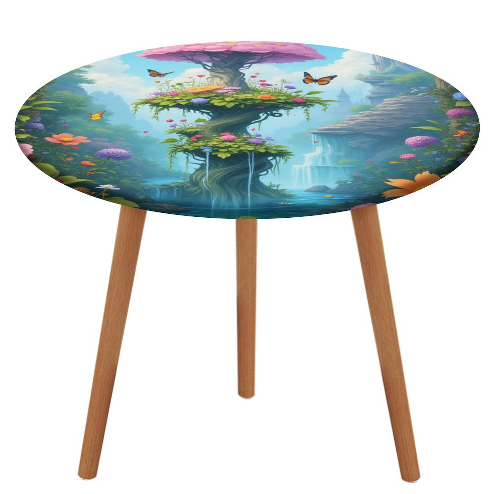 Enchanted Forest Fantasy Tablecloth Round Elastic Fitted Waterproof ...