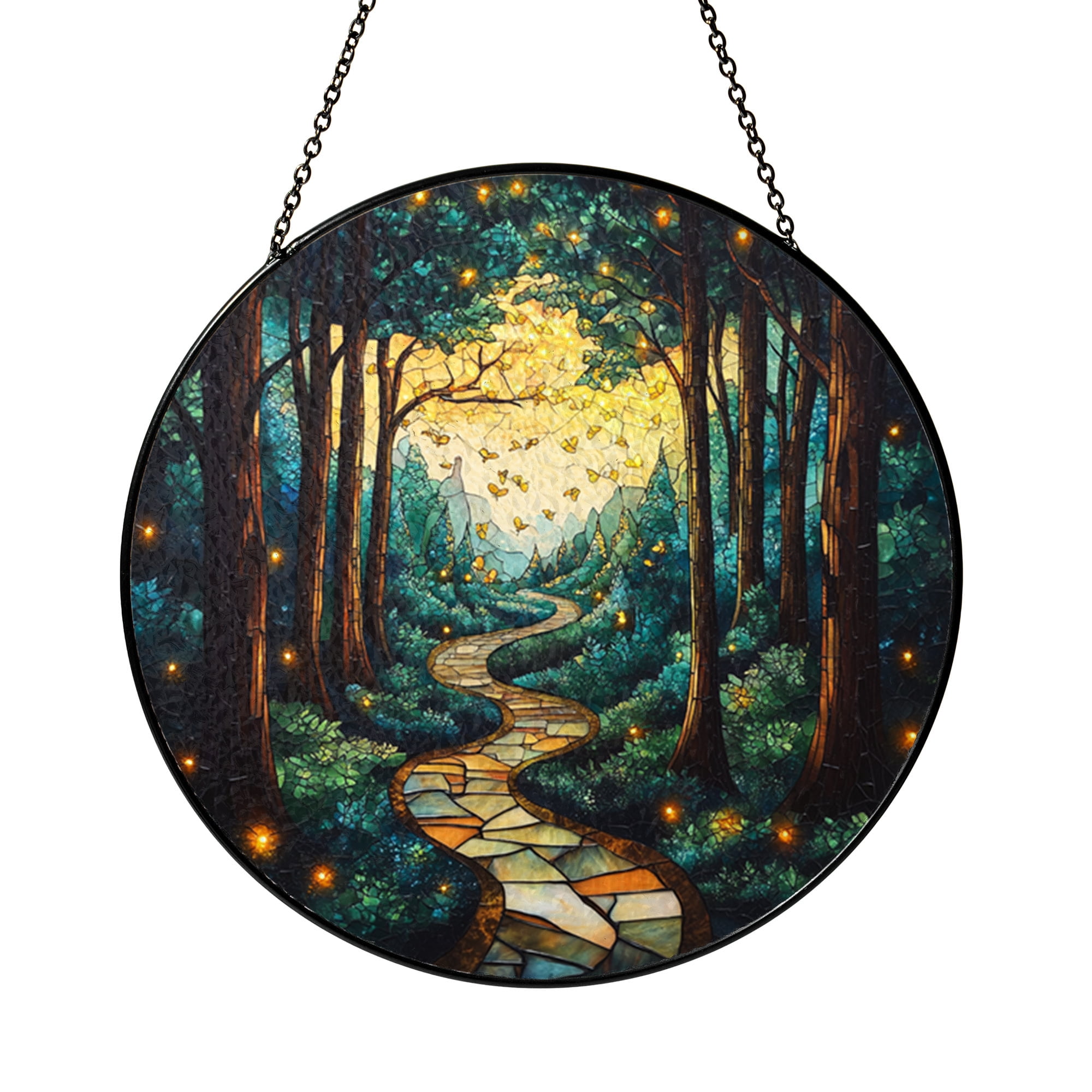 Enchanted Forest Firefly Stained Glass Style Suncatcher, Fantasy ...