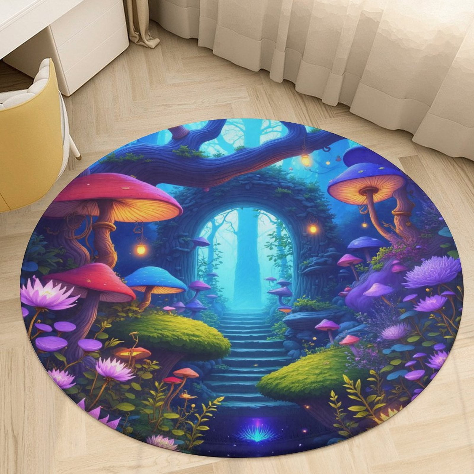 Enchanted Forest Gateway Round Area Rugs for Bedroom Living Room, 6FT ...