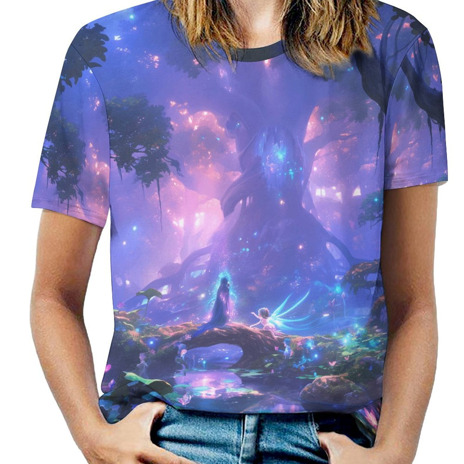 Enchanted Forest Glow-10 T Shirts Basic T-Shirt Short Sleeve Ladies Tee Shirt Summer Graphic ...