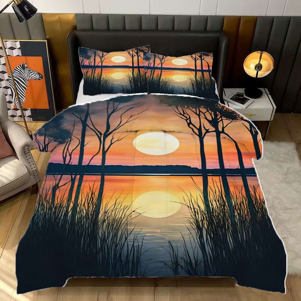 Enchanted Forest Glow Comforter Set Queen Size Bedding Set For Travl Bedroom Decor Quilt With 2 ...