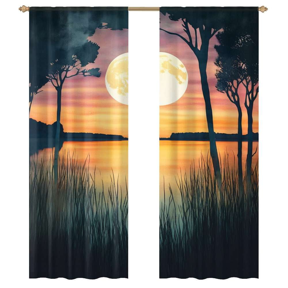 Enchanted Forest Glow Modern Tulle Window Curtains for Living Room ...