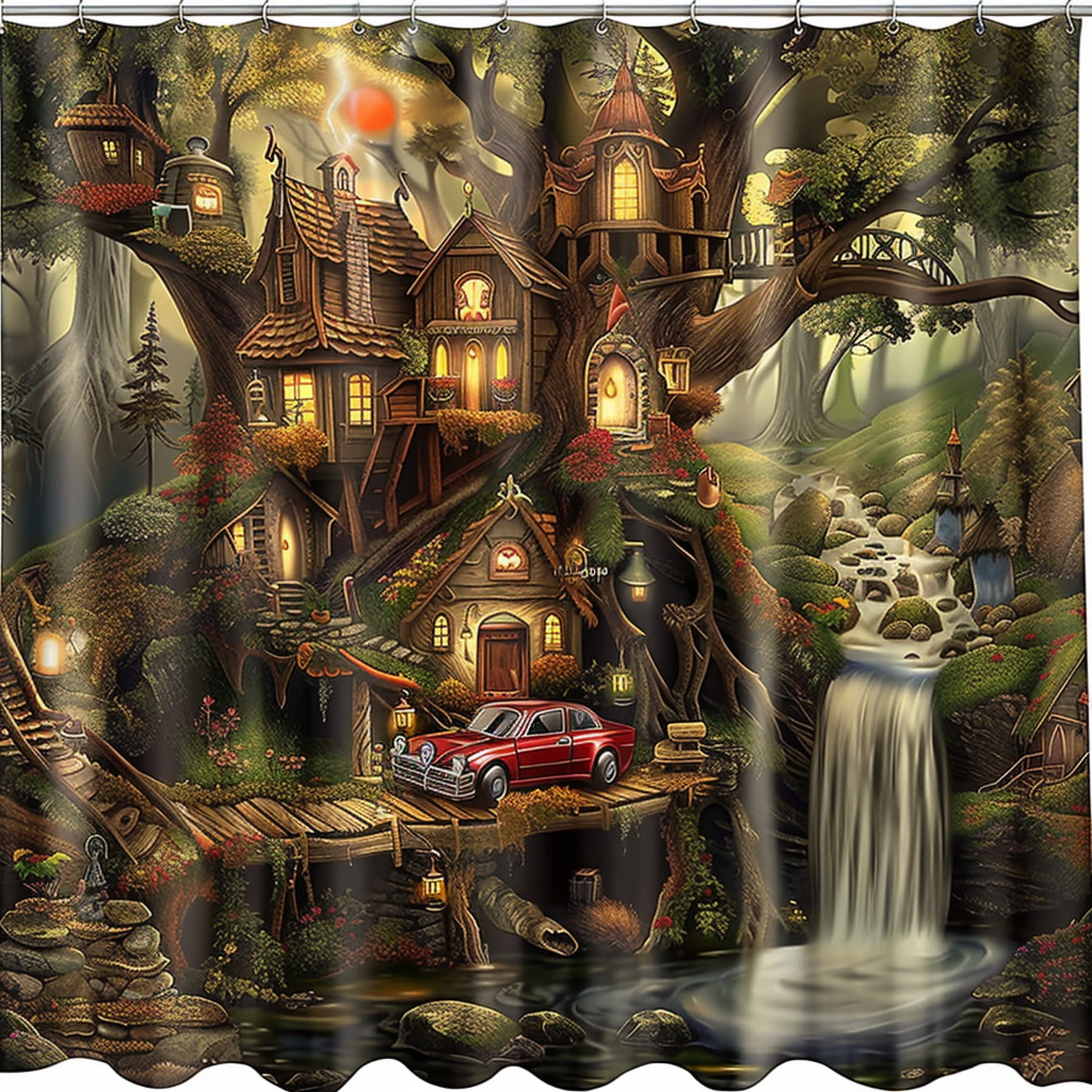 Enchanted Forest Gnome Fantasy Shower Curtain Hyper Realistic Detailed ...