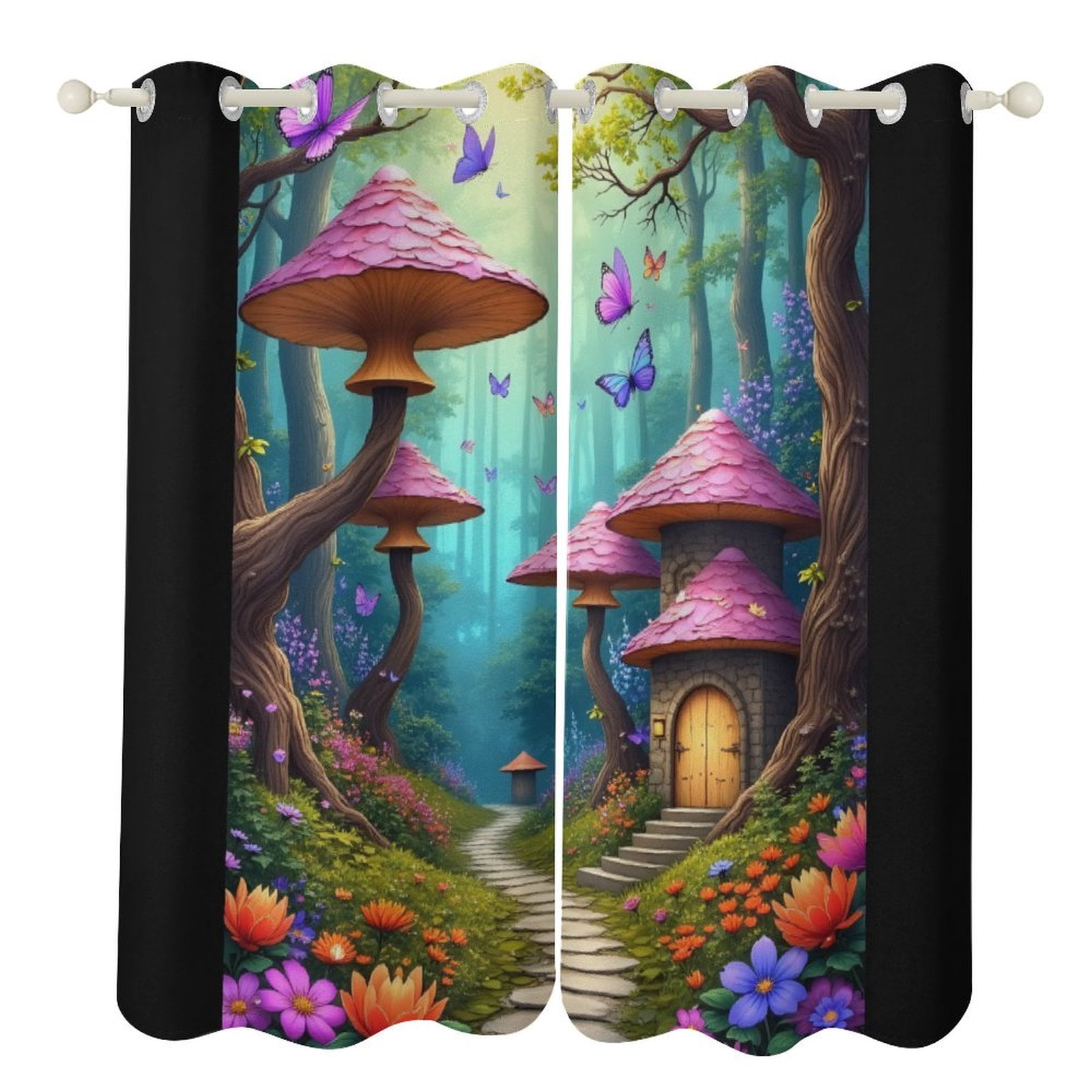 Enchanted Forest Mushroom Homes Luxury Window Curtains Blinds for ...