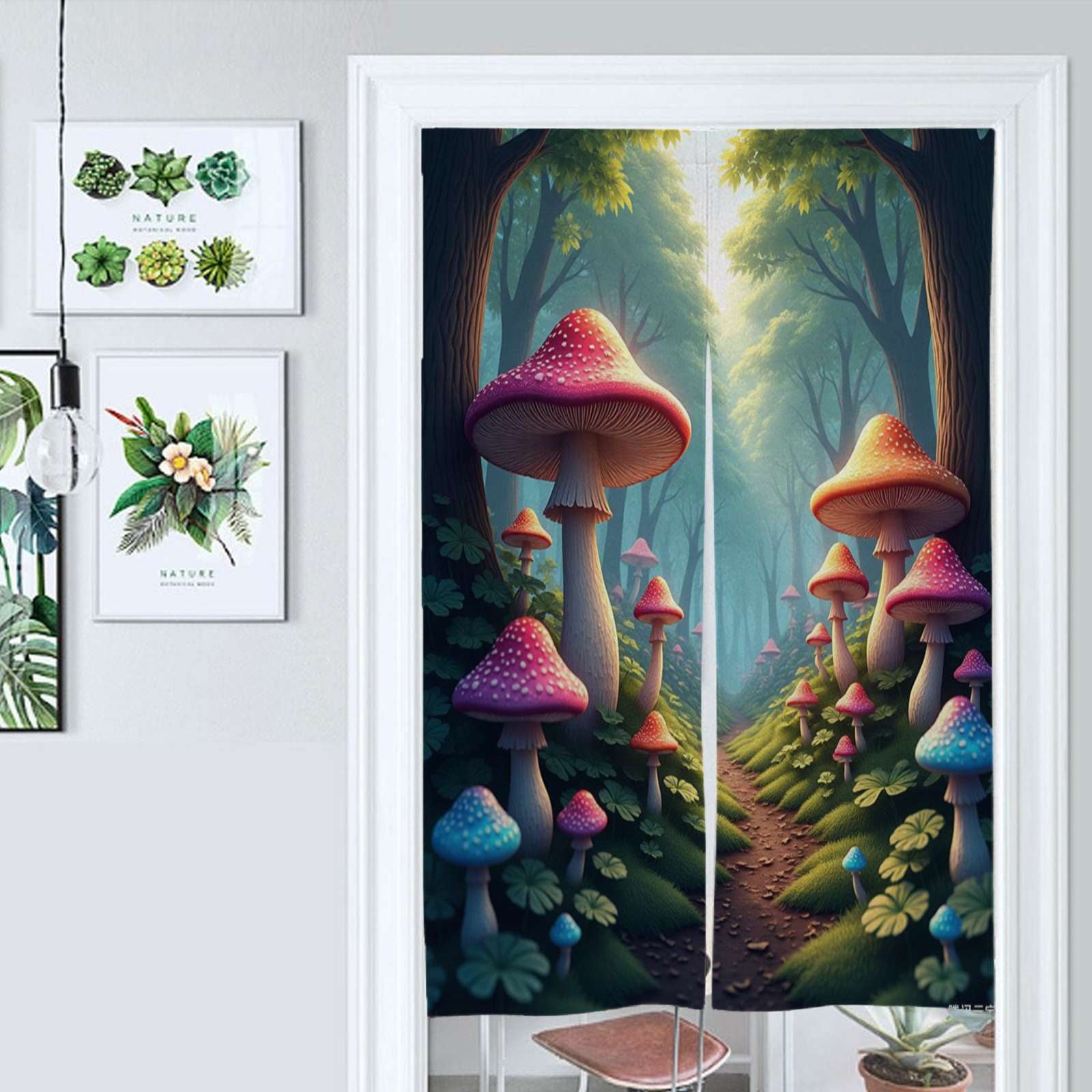 Enchanted Forest Mushroom Path Door Curtain Nordic Living Room ...