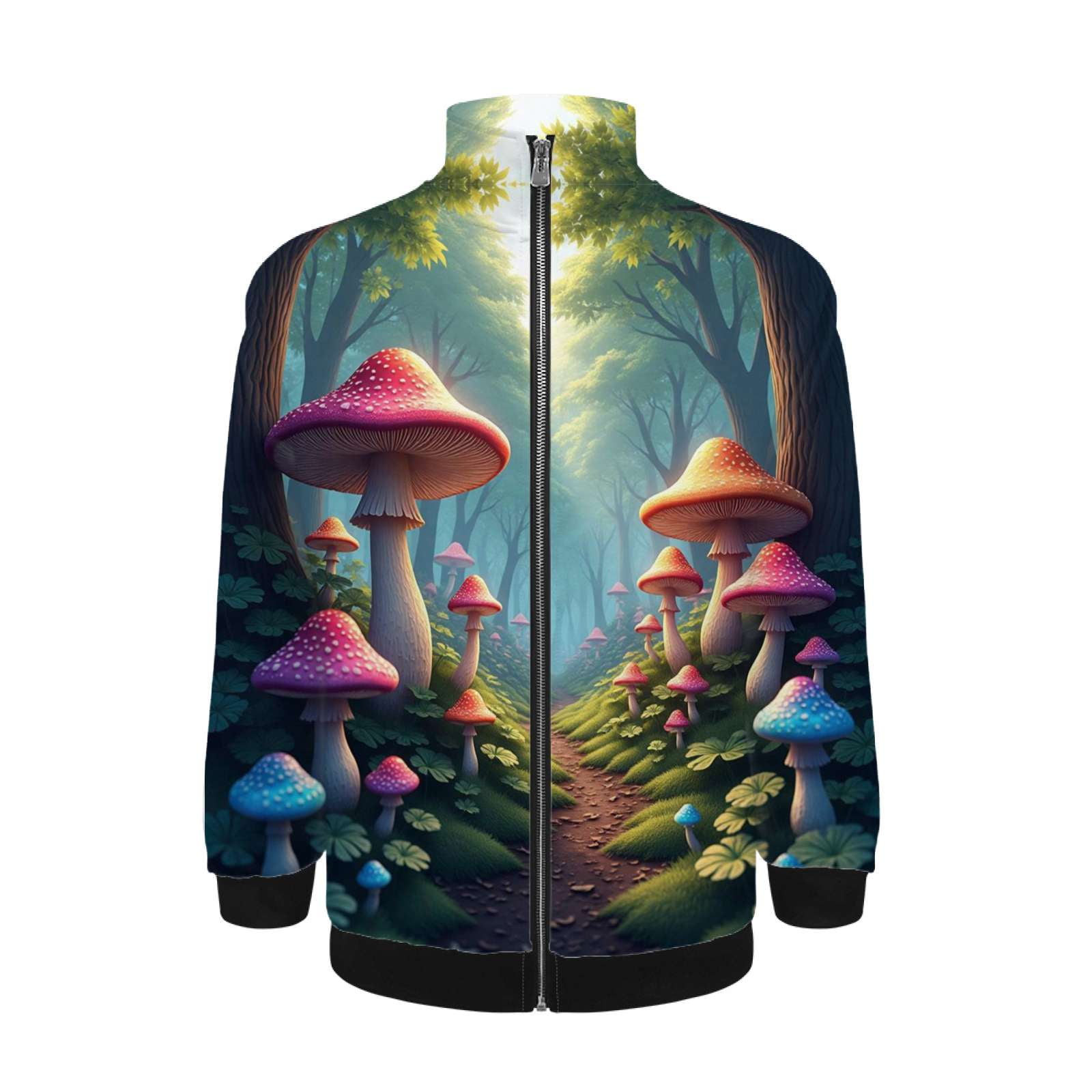 Enchanted Forest Mushroom Path Jacket Men's Street Cool Long Sleeves ...