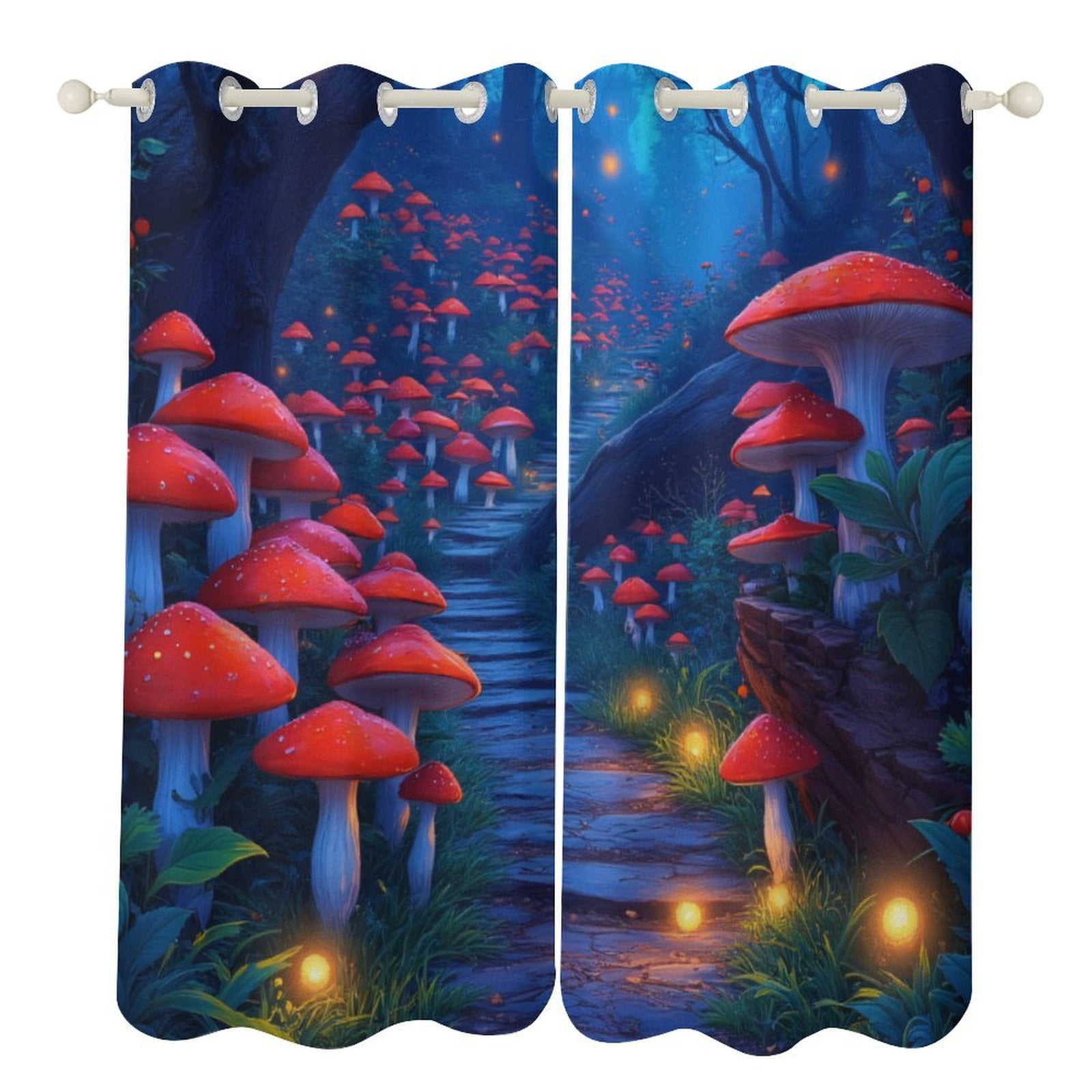 Enchanted Forest Mushroom Path Luxury Window Curtains Blinds for Living ...
