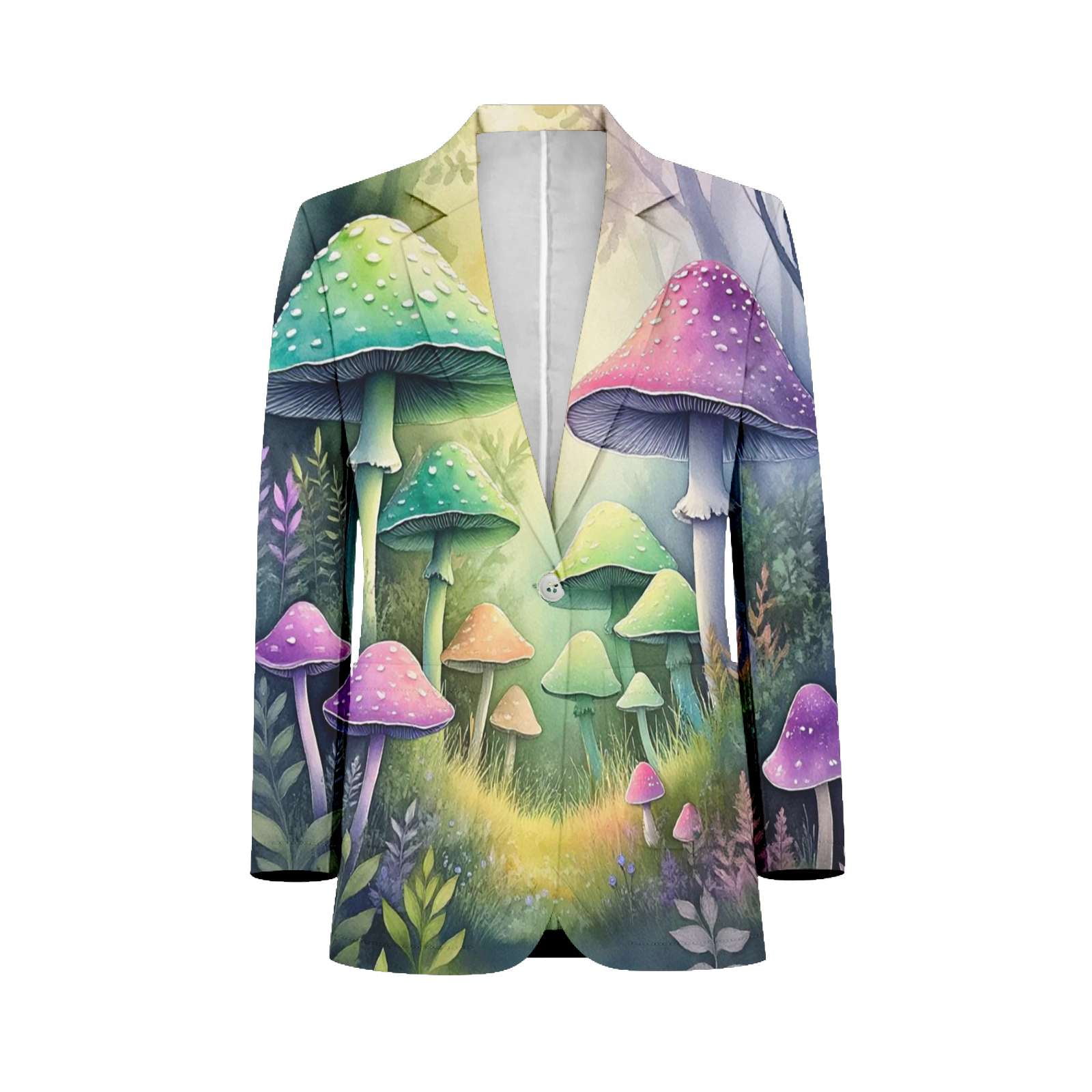 Enchanted Forest Mushroom Print Customized Men's Suits full man Shawl ...